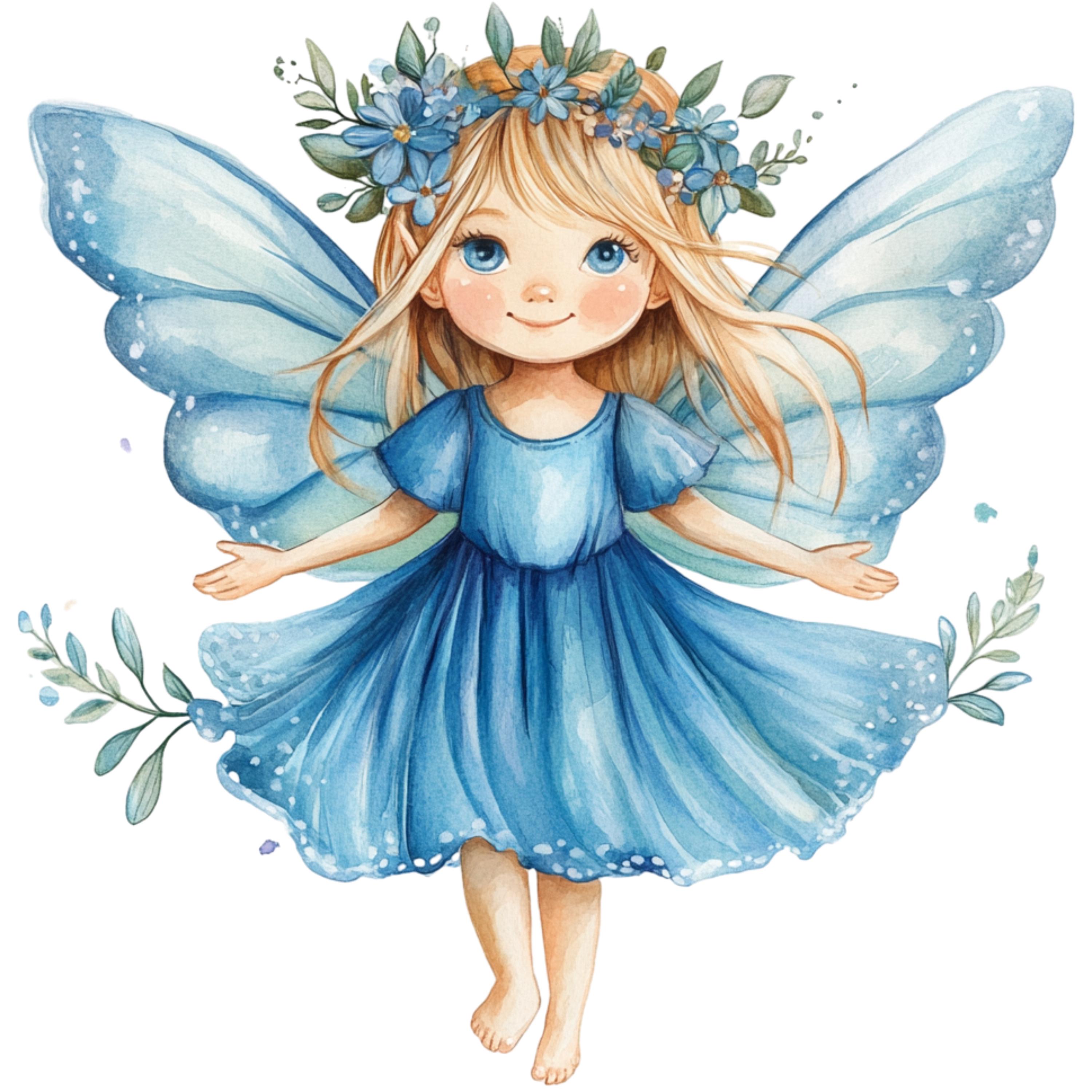 12 Fairy Clipart Blue Spring Fairies Clip Art Watercolor Fairies High ...