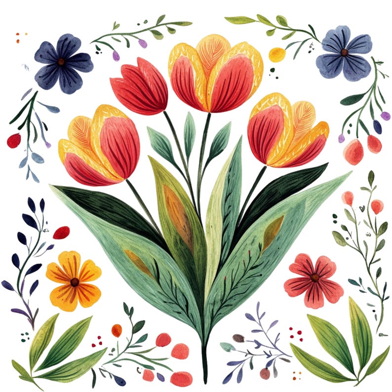 14 Spring Tulips Clipart Tulip Folk Art Clip Art Spring Flowers High ...