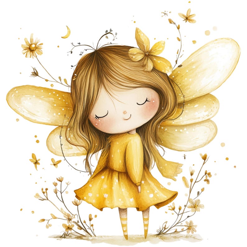13 Fairy Clipart Yellow Spring Fairies Clip Art Watercolor Fairies High ...