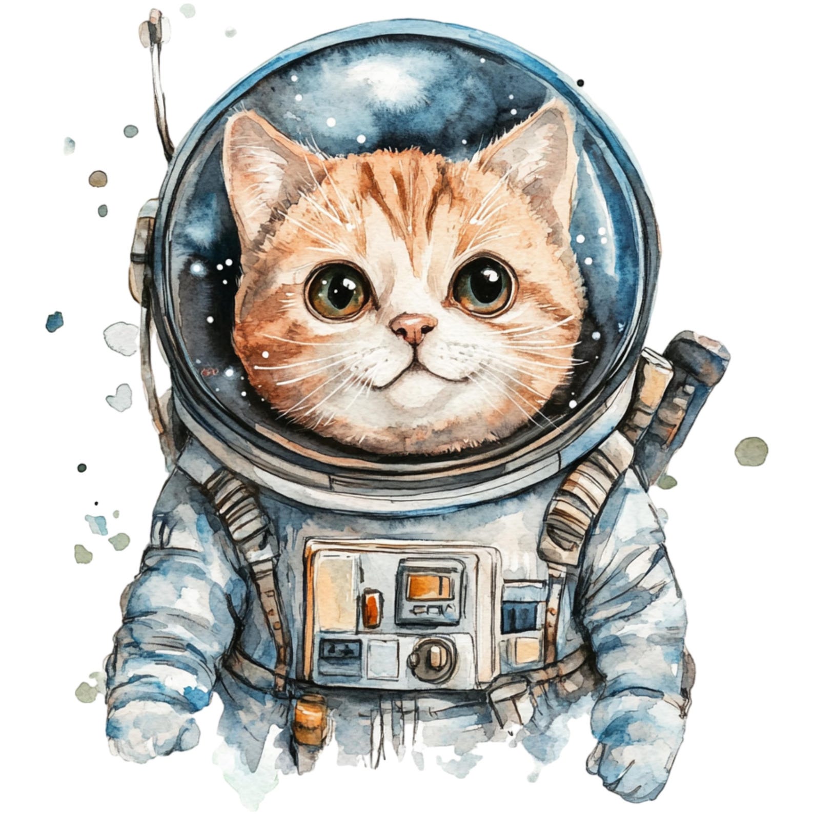 10 Cat Clipart Watercolor Cats in Space Clip Art Cute Space Cats ...