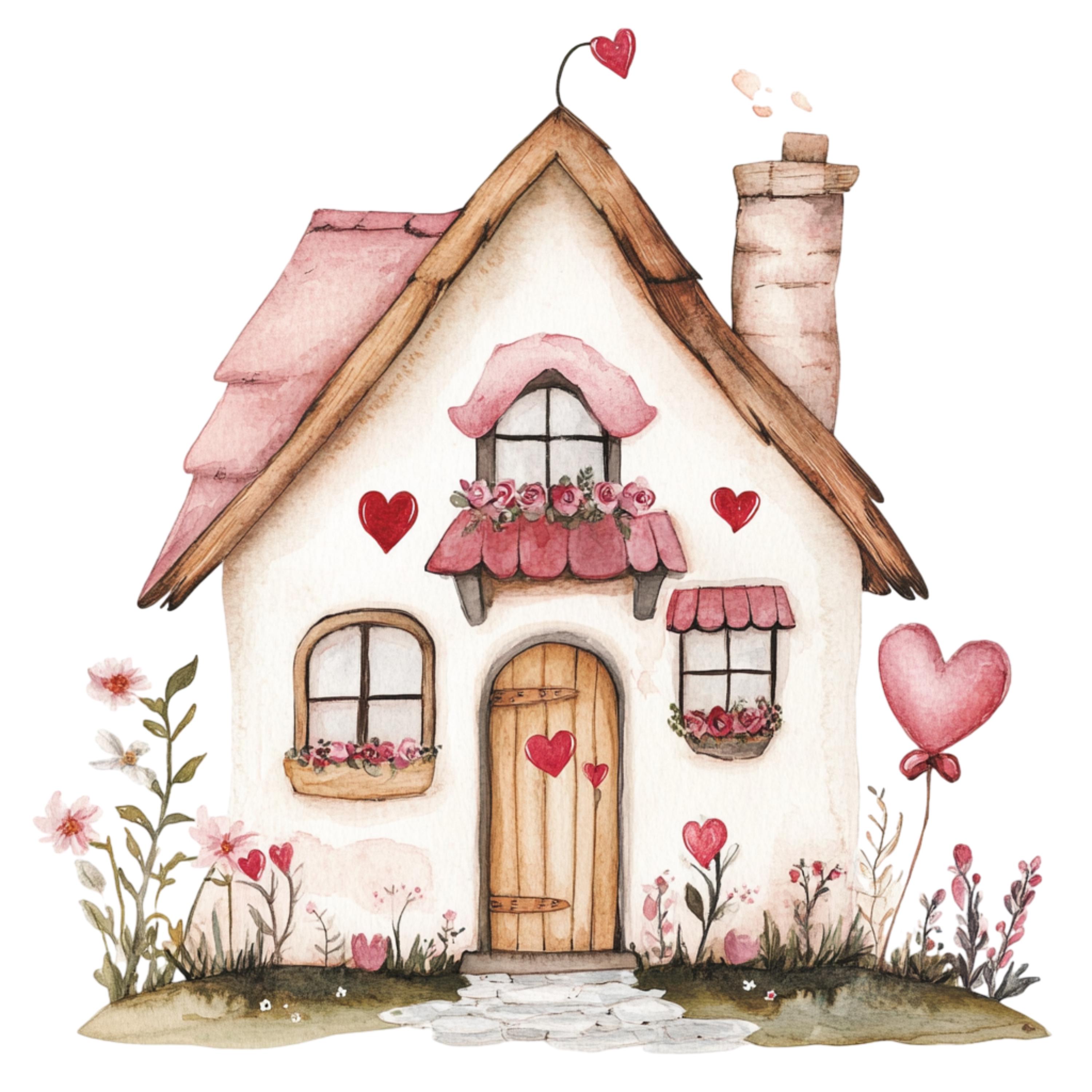 11 Whimsical Valentine House Clipart Valentine Homes Clip Art Cozy ...