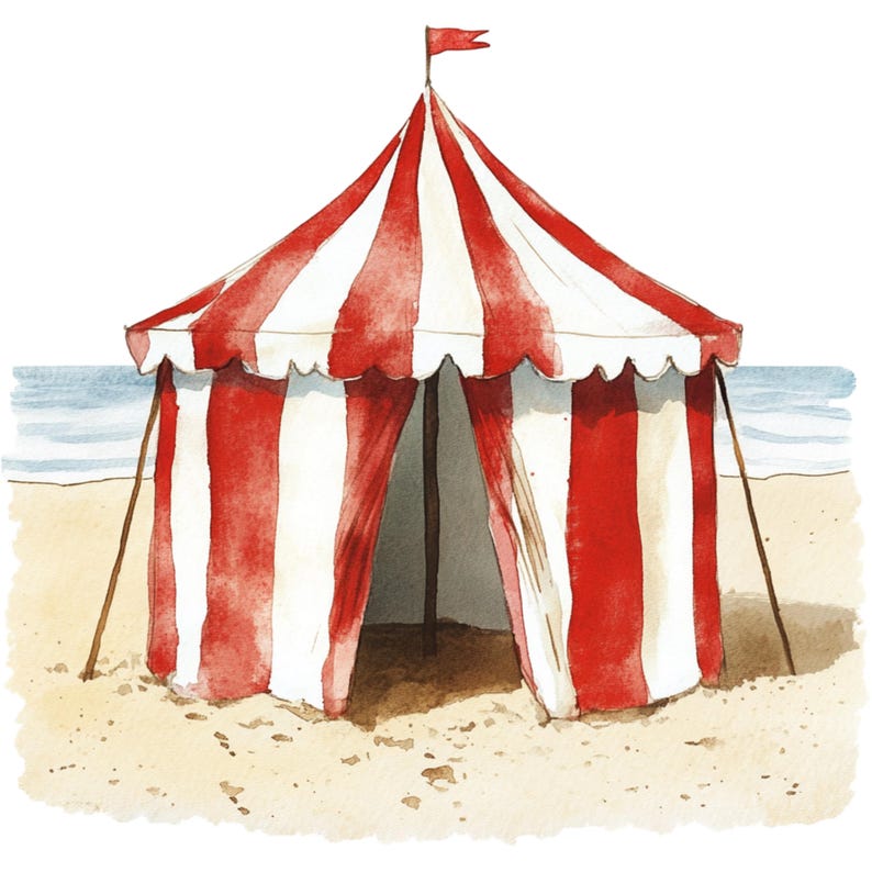 12 Retro Beach Tents Clipart Summer Clip Art Summer Tent High Quality ...