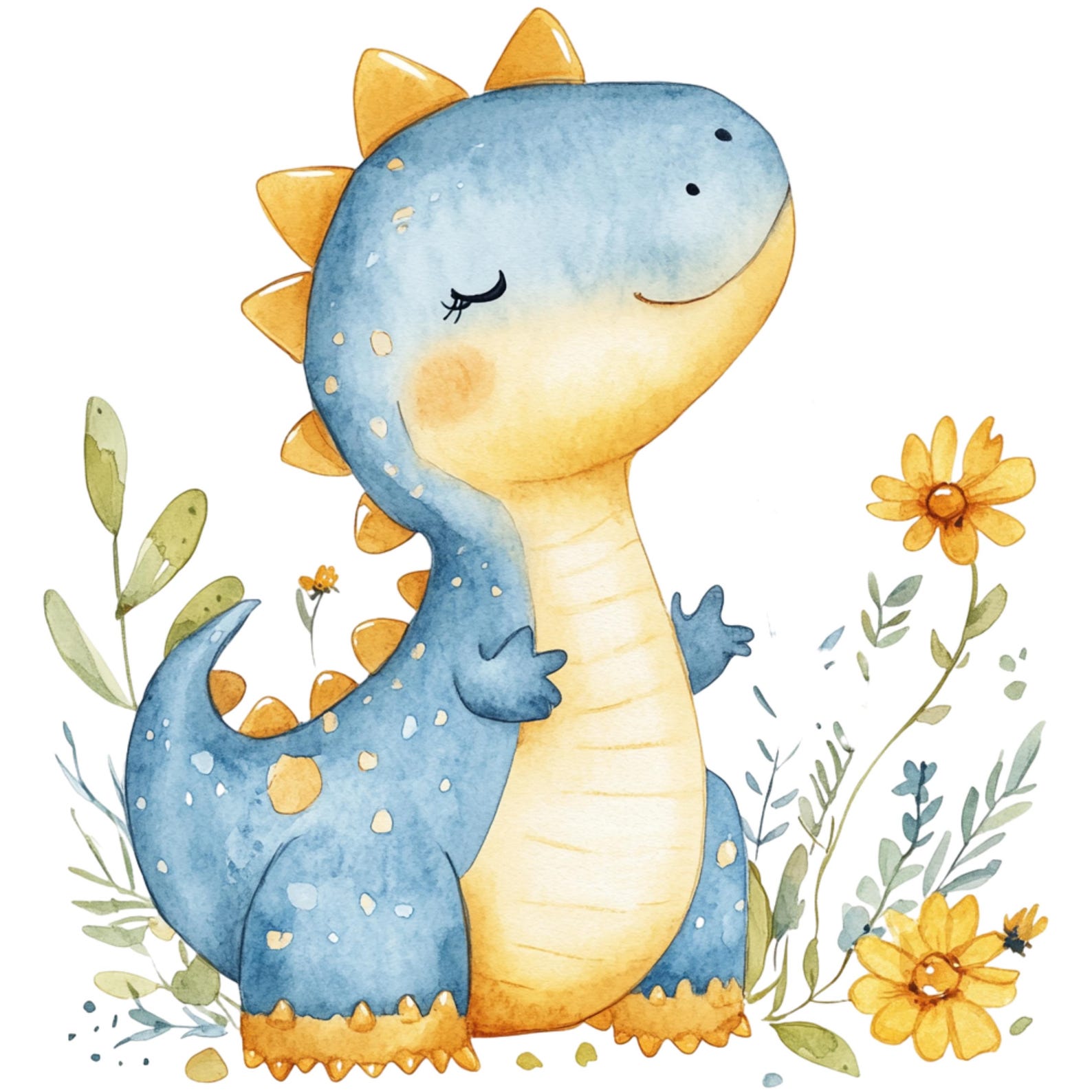 13 Spring Dinosaur Clipart Watercolor Floral Dinos Clip Art Dinosaur ...
