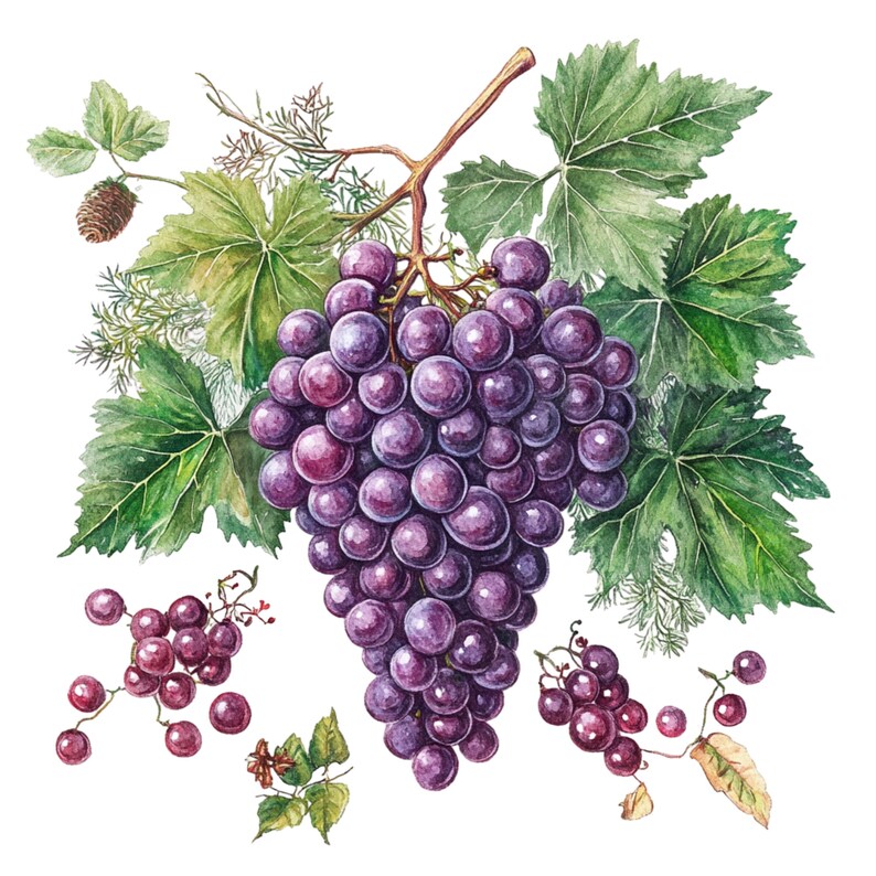 11 Bunch of Grapes Clipart Bundle of Grapes Folk Art Clip Art Fruit ...