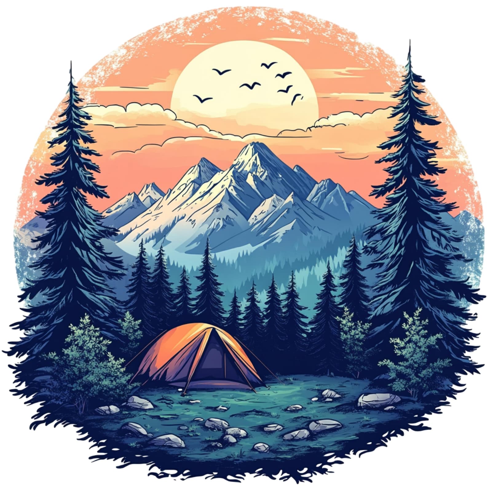 13 Mountains Campsite Clipart Mountain Sunrise Clip Art Camping High ...