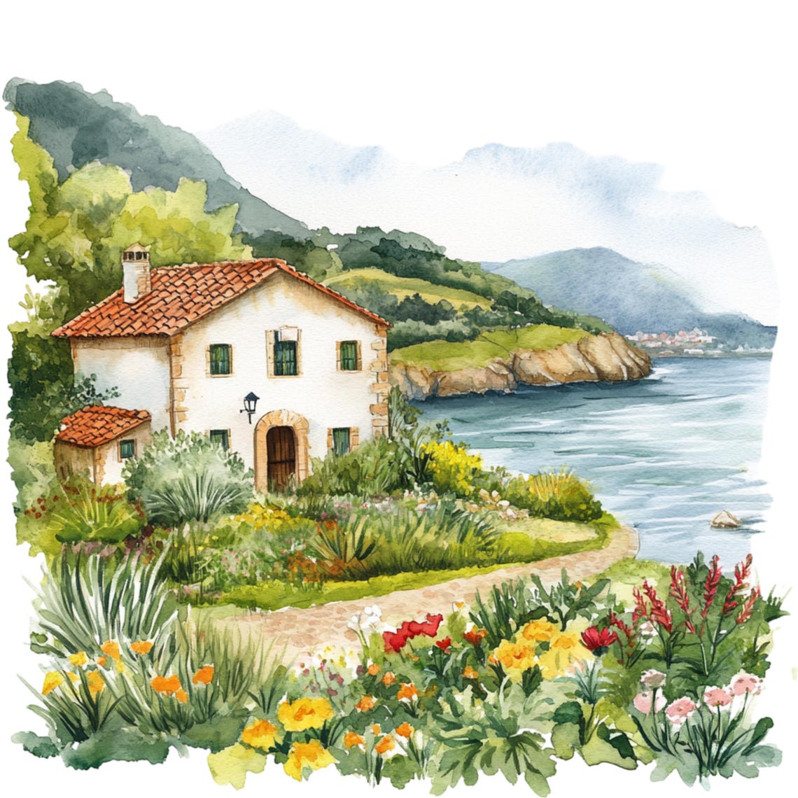 12 Basque Country Clipart Spain Landscape Clip Art Seaside Art High ...