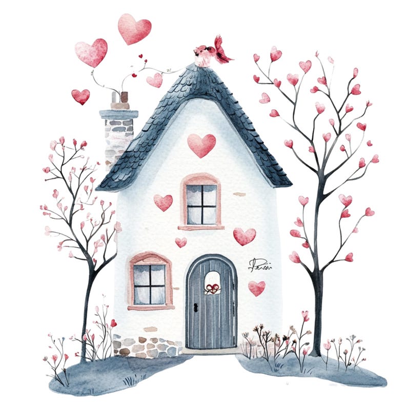 11 Whimsical Valentine House Clipart Valentine Homes Clip Art Cozy ...