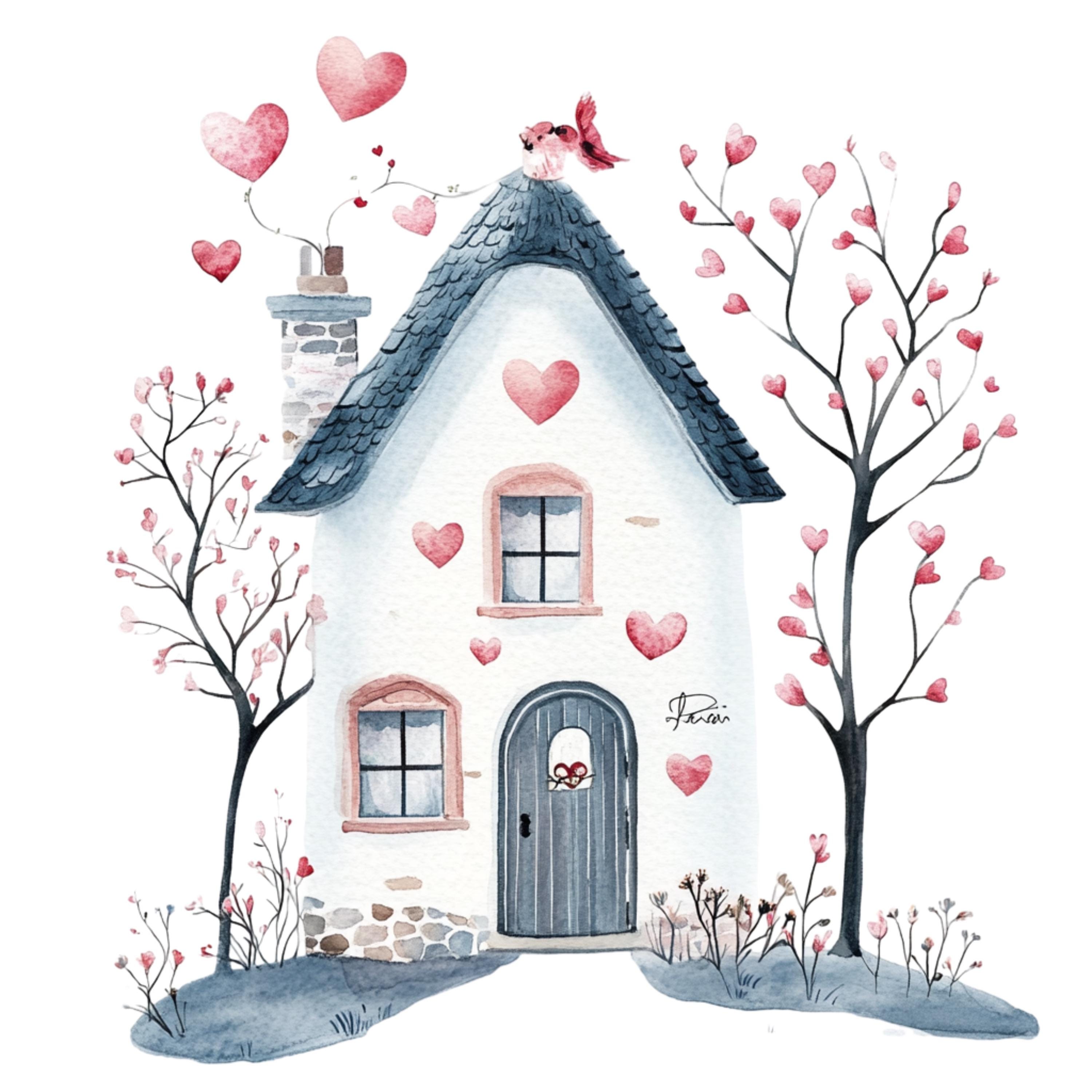 11 Whimsical Valentine House Clipart Valentine Homes Clip Art Cozy ...