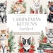 Watercolor Christmas Kittens Clipart Cute Christmas Clip Art Cute ...