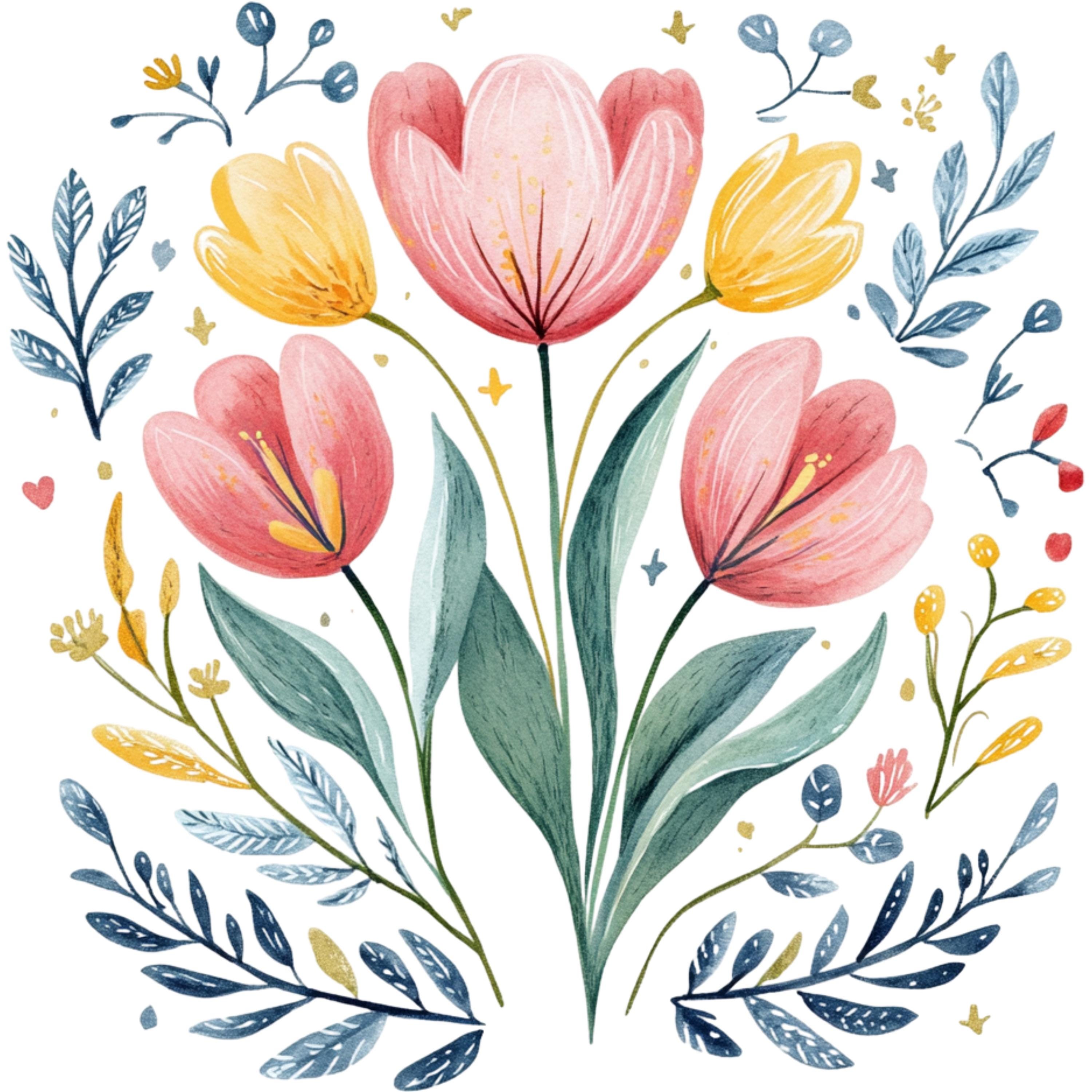 14 Spring Tulips Clipart Tulip Folk Art Clip Art Spring Flowers High ...