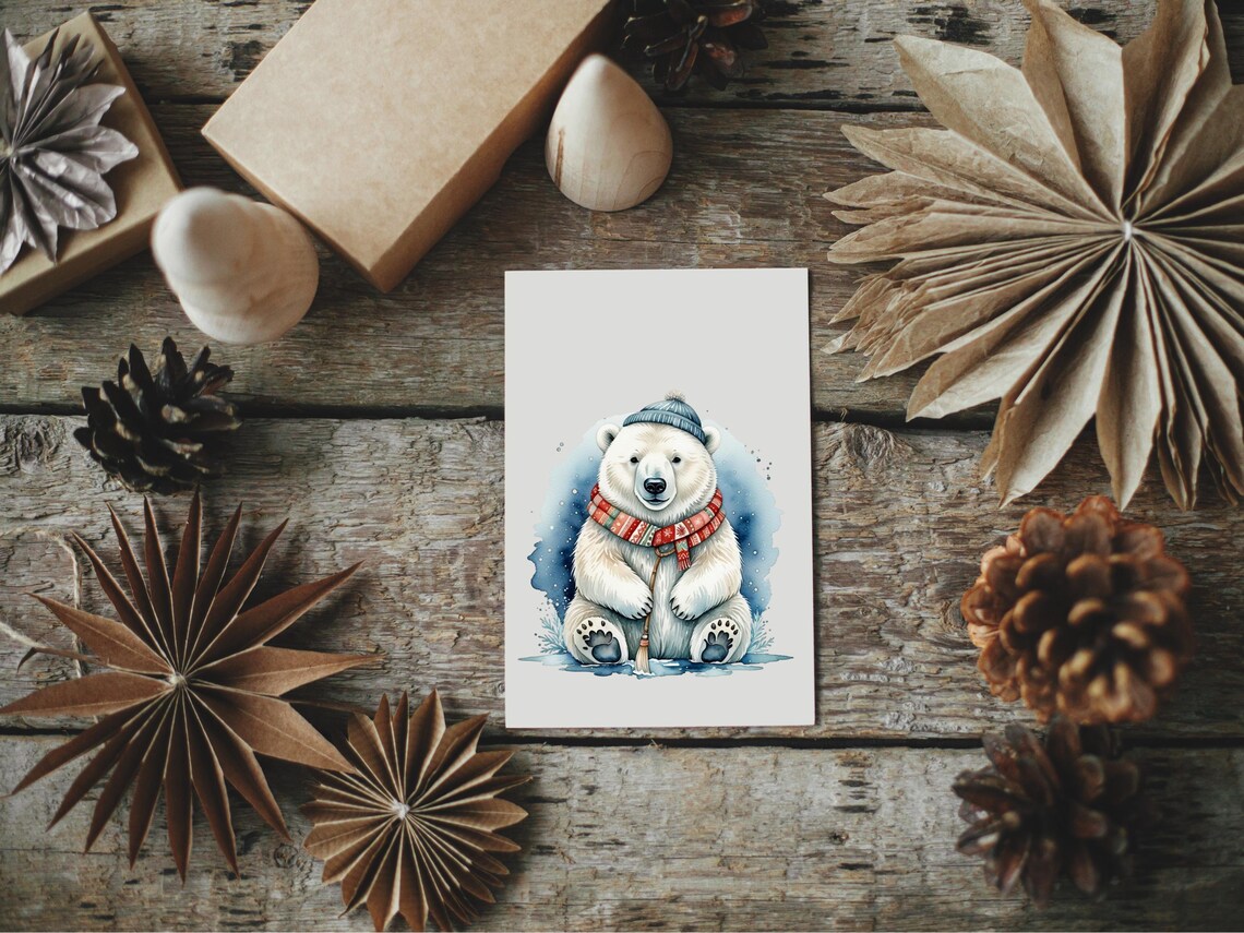 Winter Polar Bears Clipart Winter Wonderland Clip Art Watercolor Arctic ...