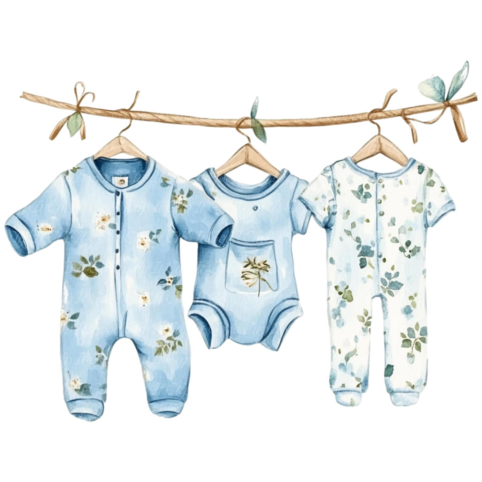 12 Baby Clothesline Clipart Watercolor Baby Shower Clipart Vintage Baby ...