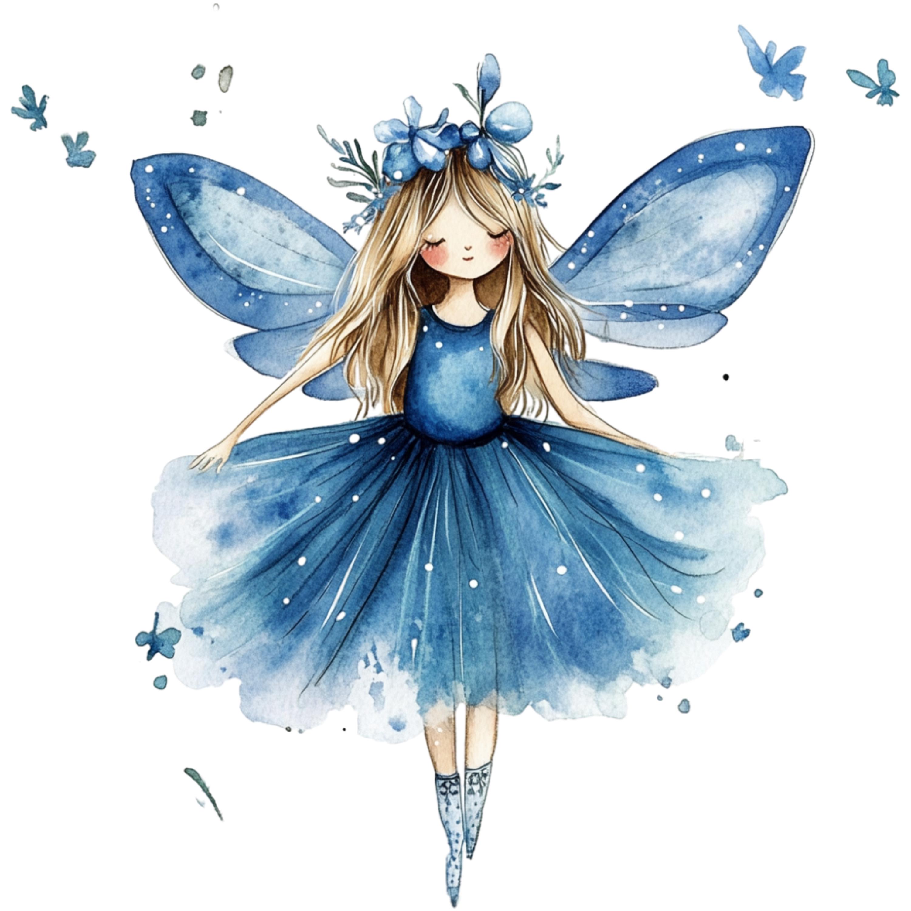 12 Fairy Clipart Blue Spring Fairies Clip Art Watercolor Fairies High ...