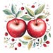 11 Watercolor Red Apple Clipart Red Apples Scandinavian Folk Art Clip ...