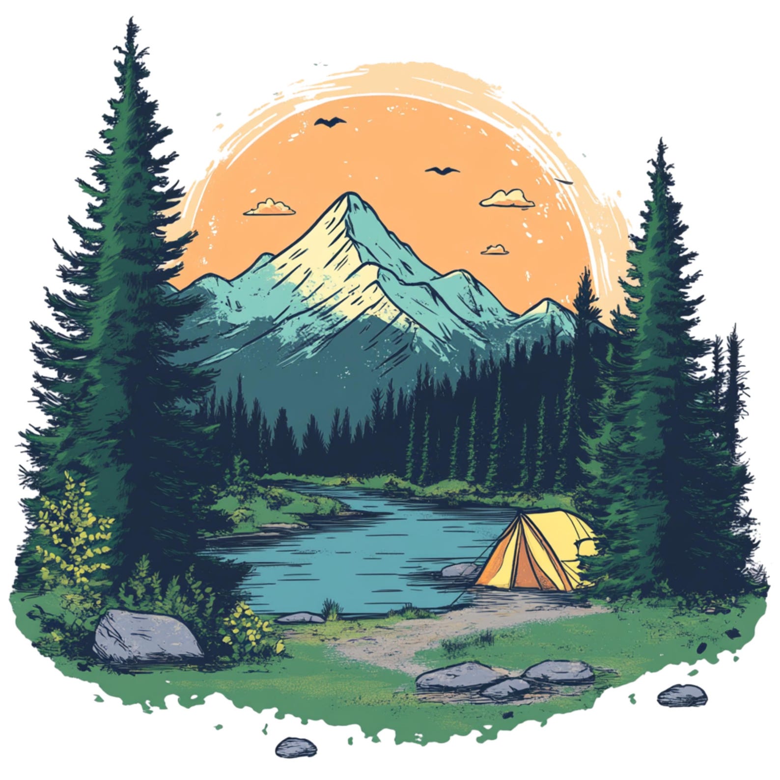 13 Mountains Campsite Clipart Mountain Sunrise Clip Art Camping High ...