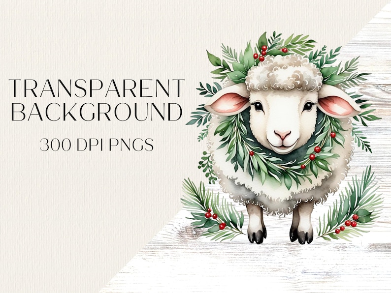 Christmas Sheep Clipart Farm Animals Clip Art Whimsical Christmas Sheep ...