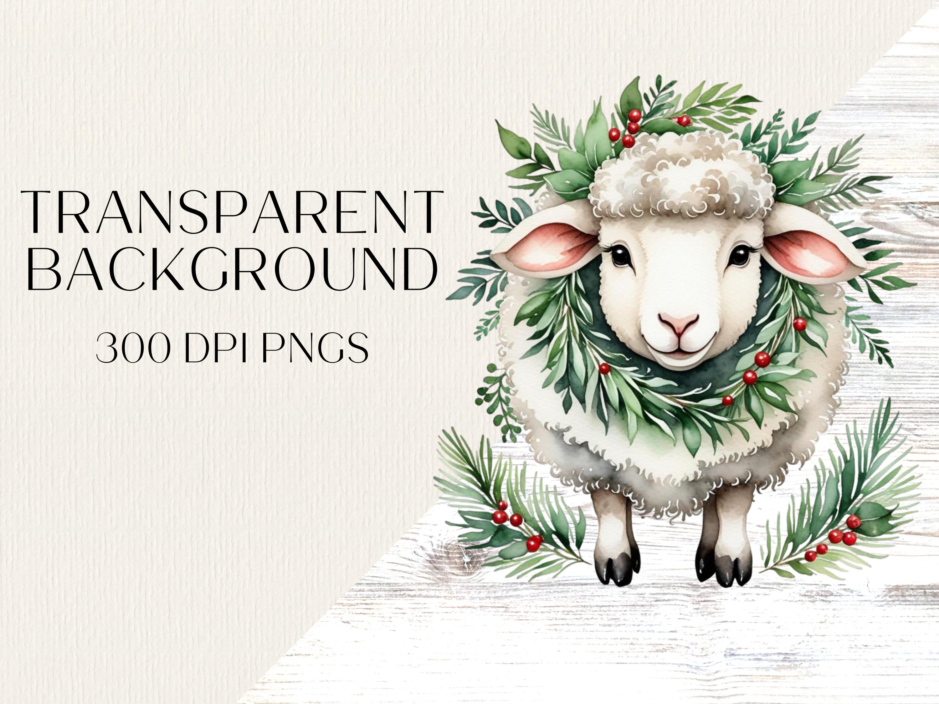 Christmas Sheep Clipart Farm Animals Clip Art Whimsical Christmas Sheep ...