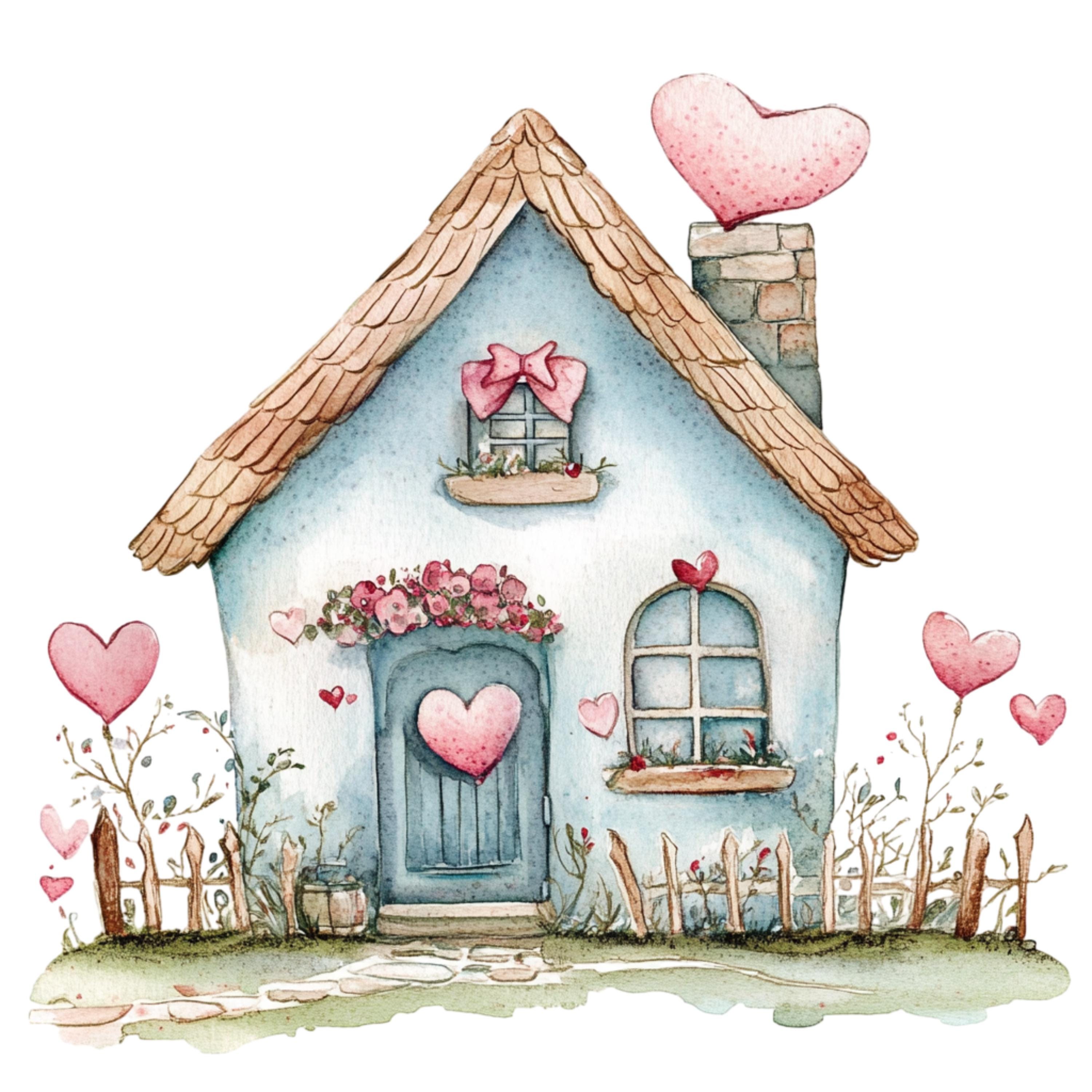 11 Whimsical Valentine House Clipart Valentine Homes Clip Art Cozy ...