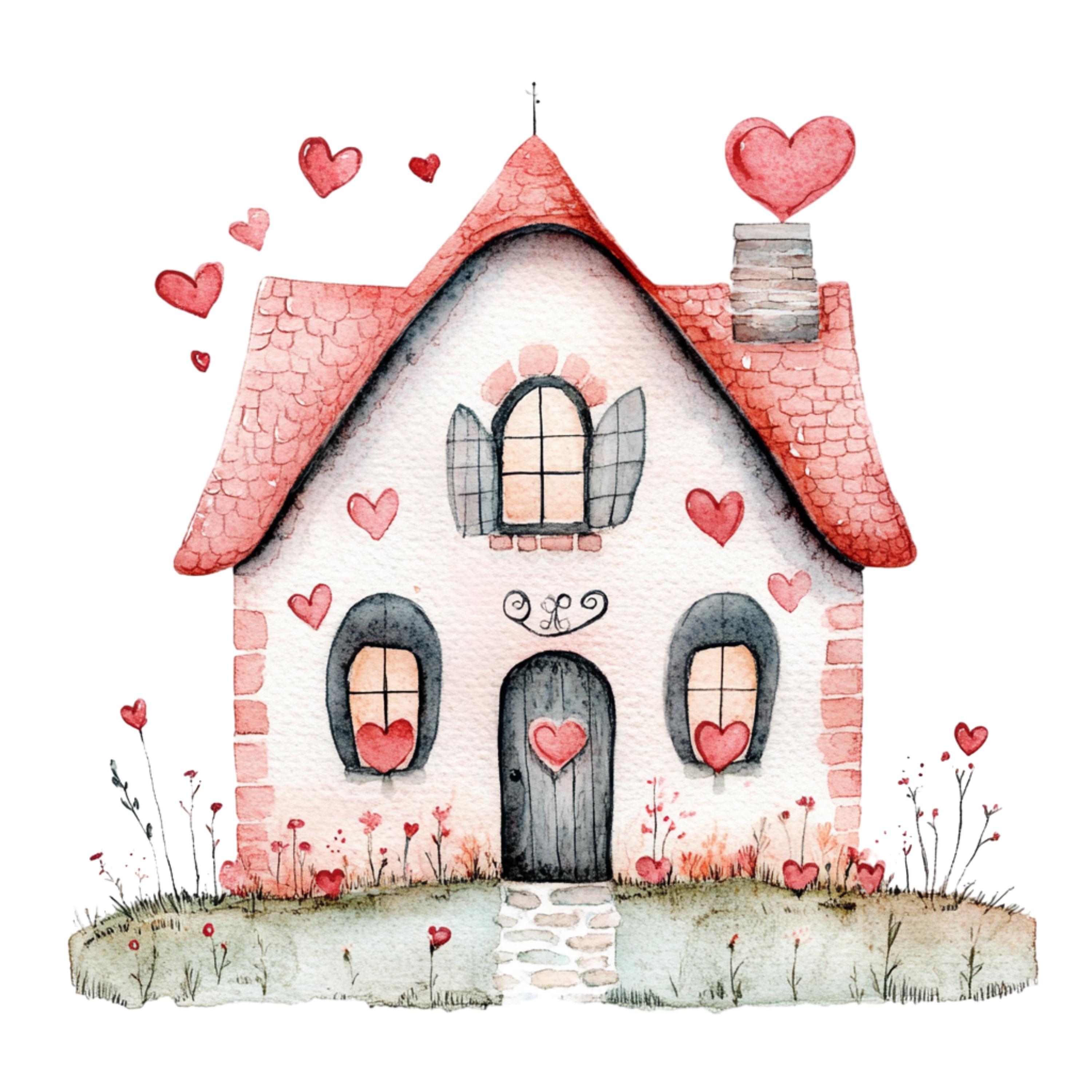 11 Whimsical Valentine House Clipart Valentine Homes Clip Art Cozy ...