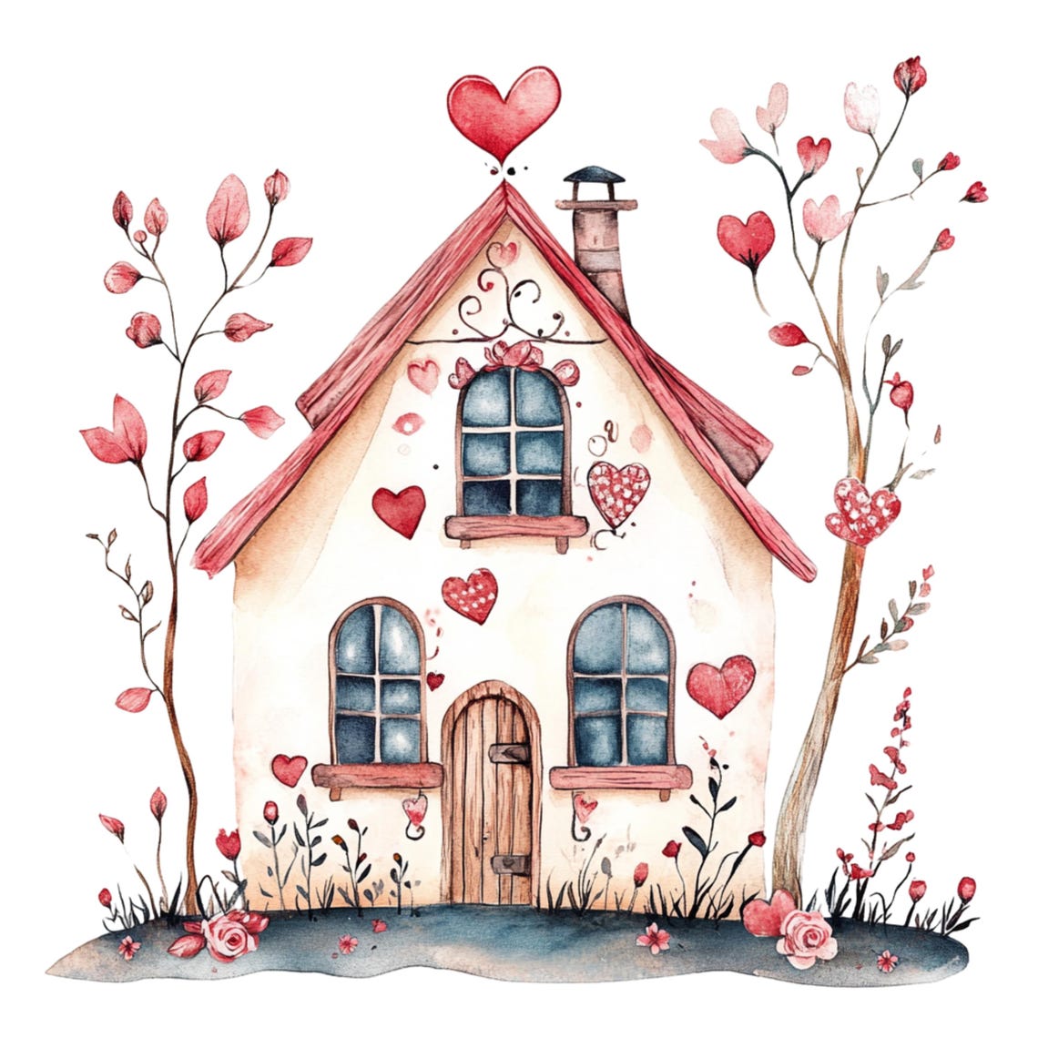 11 Whimsical Valentine House Clipart Valentine Homes Clip Art Cozy ...
