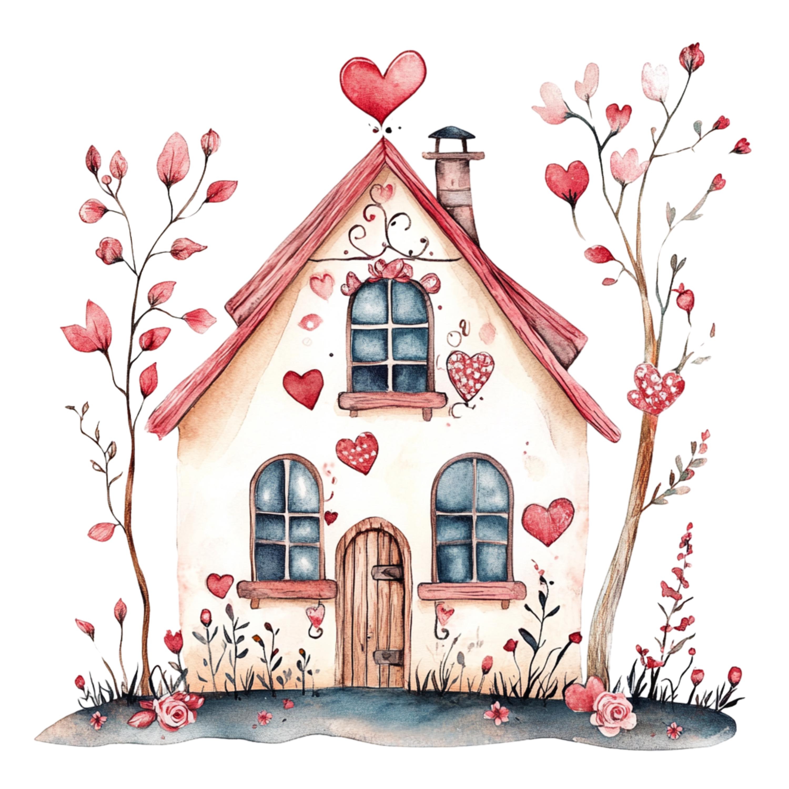 11 Whimsical Valentine House Clipart Valentine Homes Clip Art Cozy ...