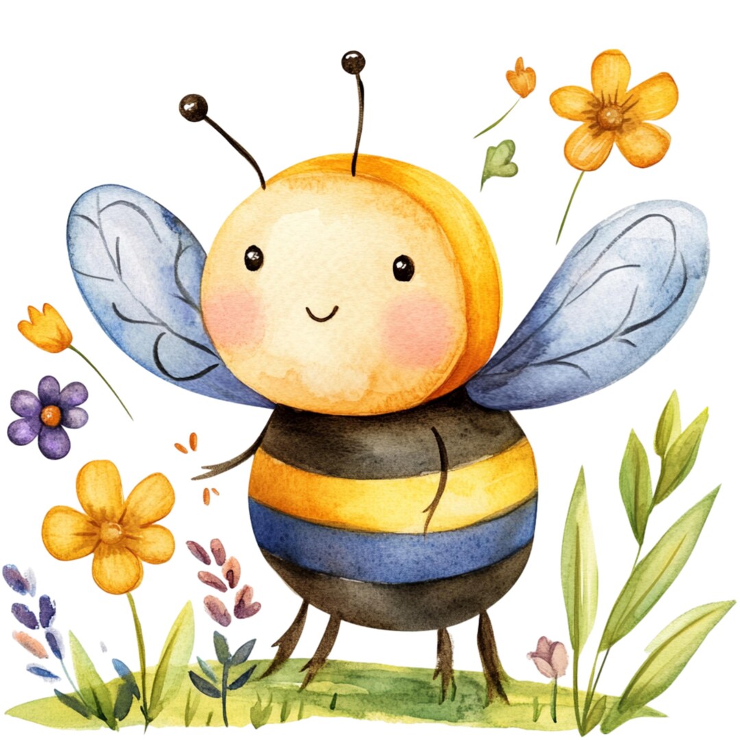 13 Spring Bee Clipart Watercolor Floral Bees Clip Art Insect High ...