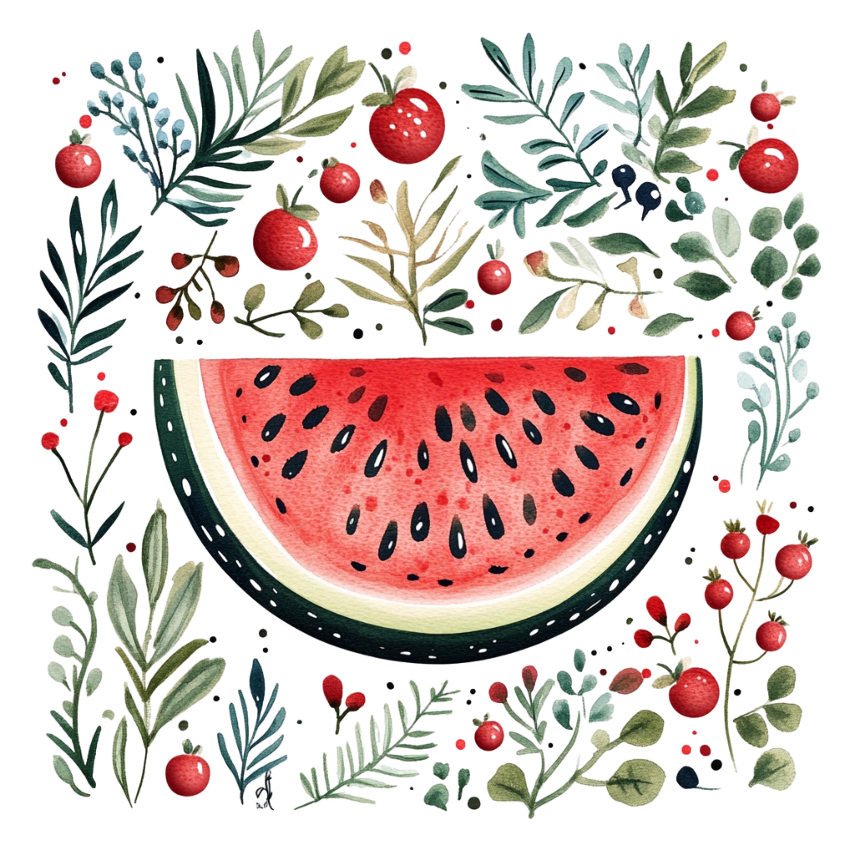 10 Watercolor Watermelon Clipart Printable Watermelons Scandinavian ...
