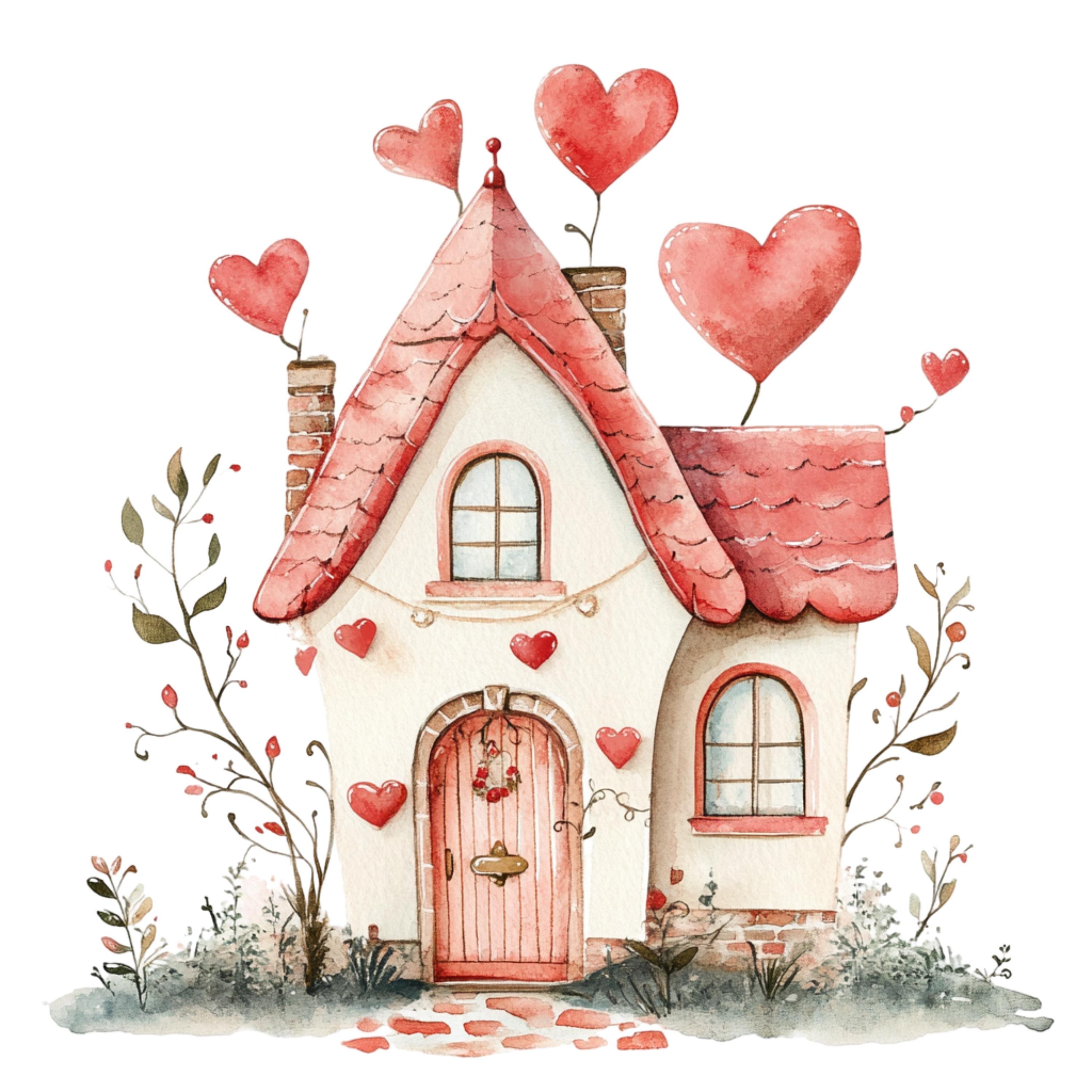 11 Whimsical Valentine House Clipart Valentine Homes Clip Art Cozy ...