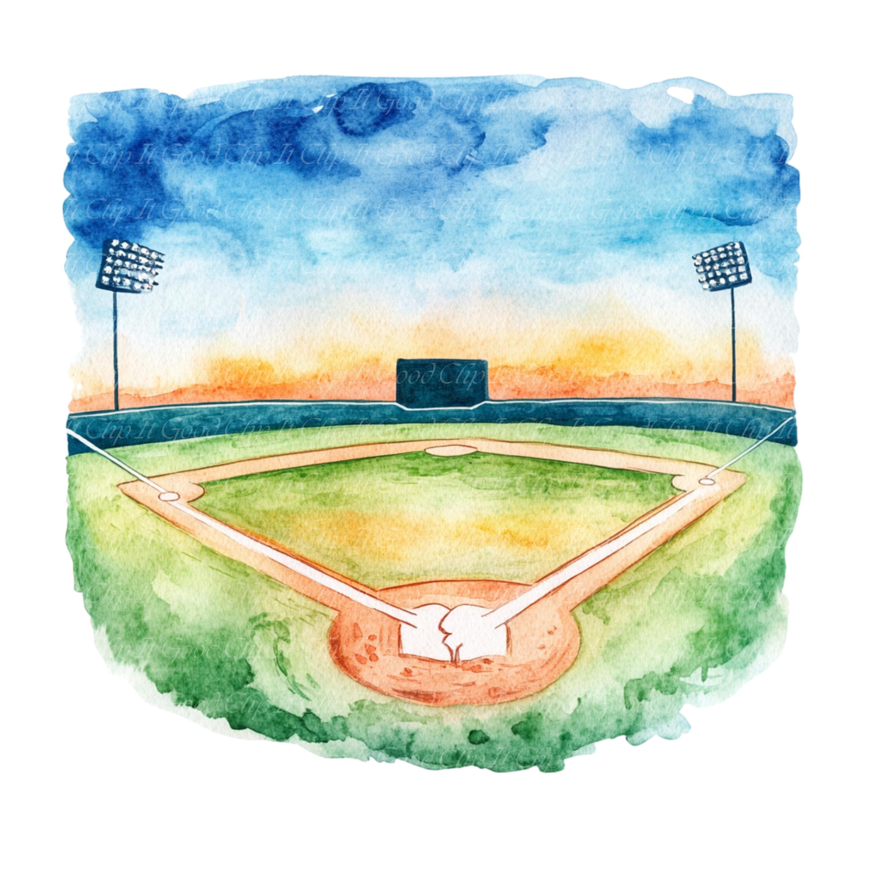 12 Watercolor Baseball Clipart Sports Clip Art Baseball Graphics High ...