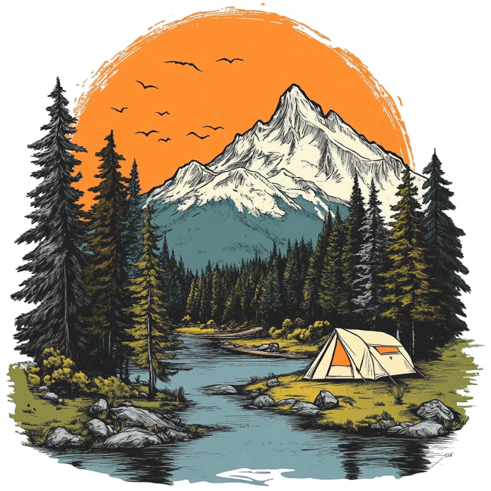 13 Mountains Campsite Clipart Mountain Sunrise Clip Art Camping High ...