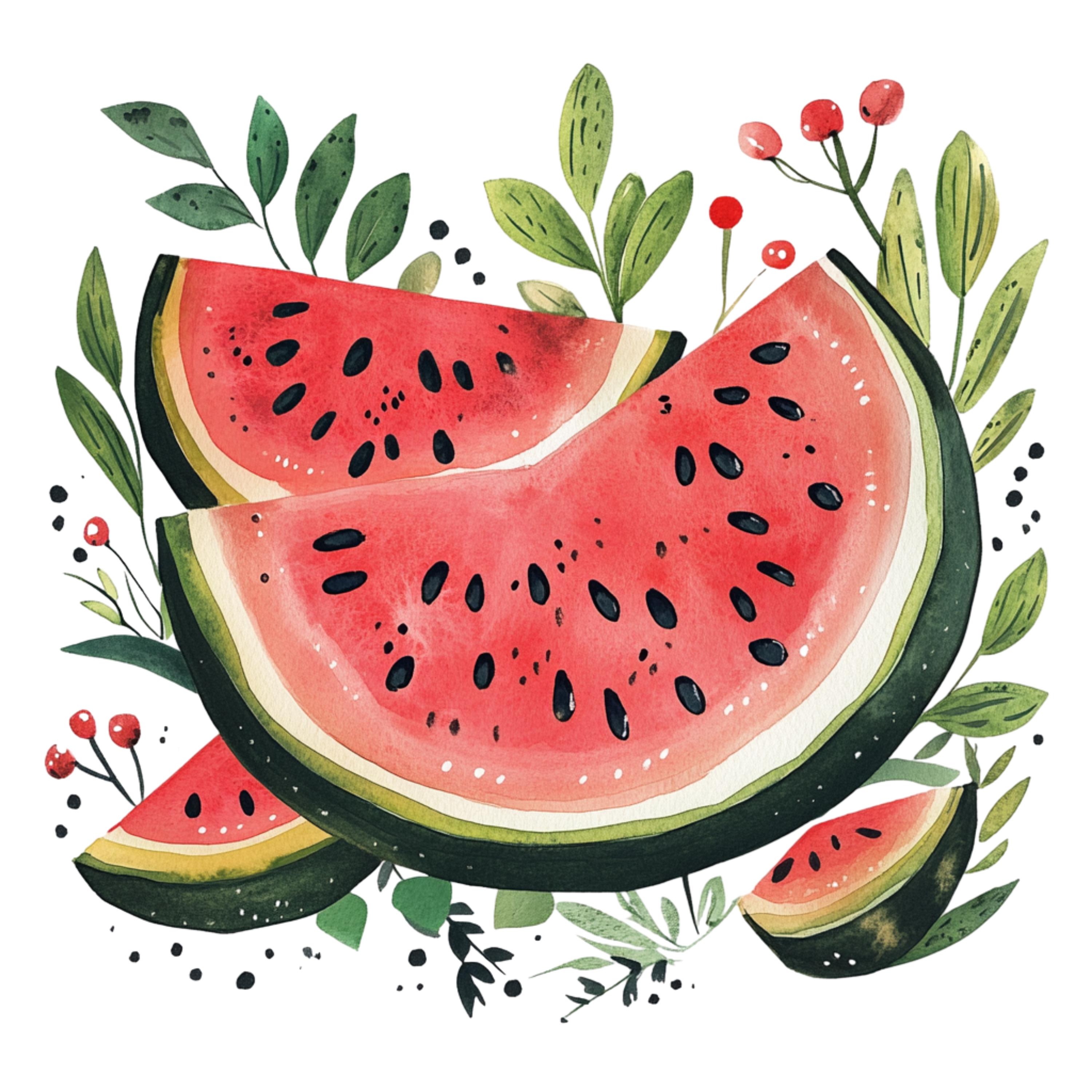 10 Watercolor Watermelon Clipart Printable Watermelons Scandinavian ...