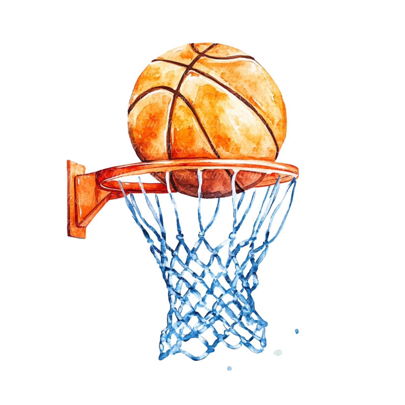 Watercolor Basketball Clipart Sports Clip Art 12 Basketball Graphics ...
