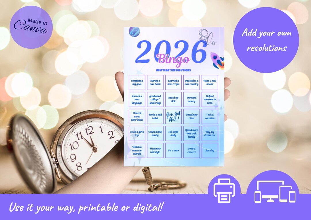 2025 New Year's Resolutions Bingo Template (printable) - Etsy