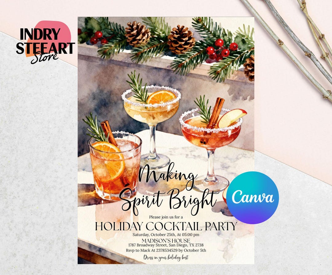 Holiday Cocktail Party Invitation, Christmas Cocktail Party Invite ...