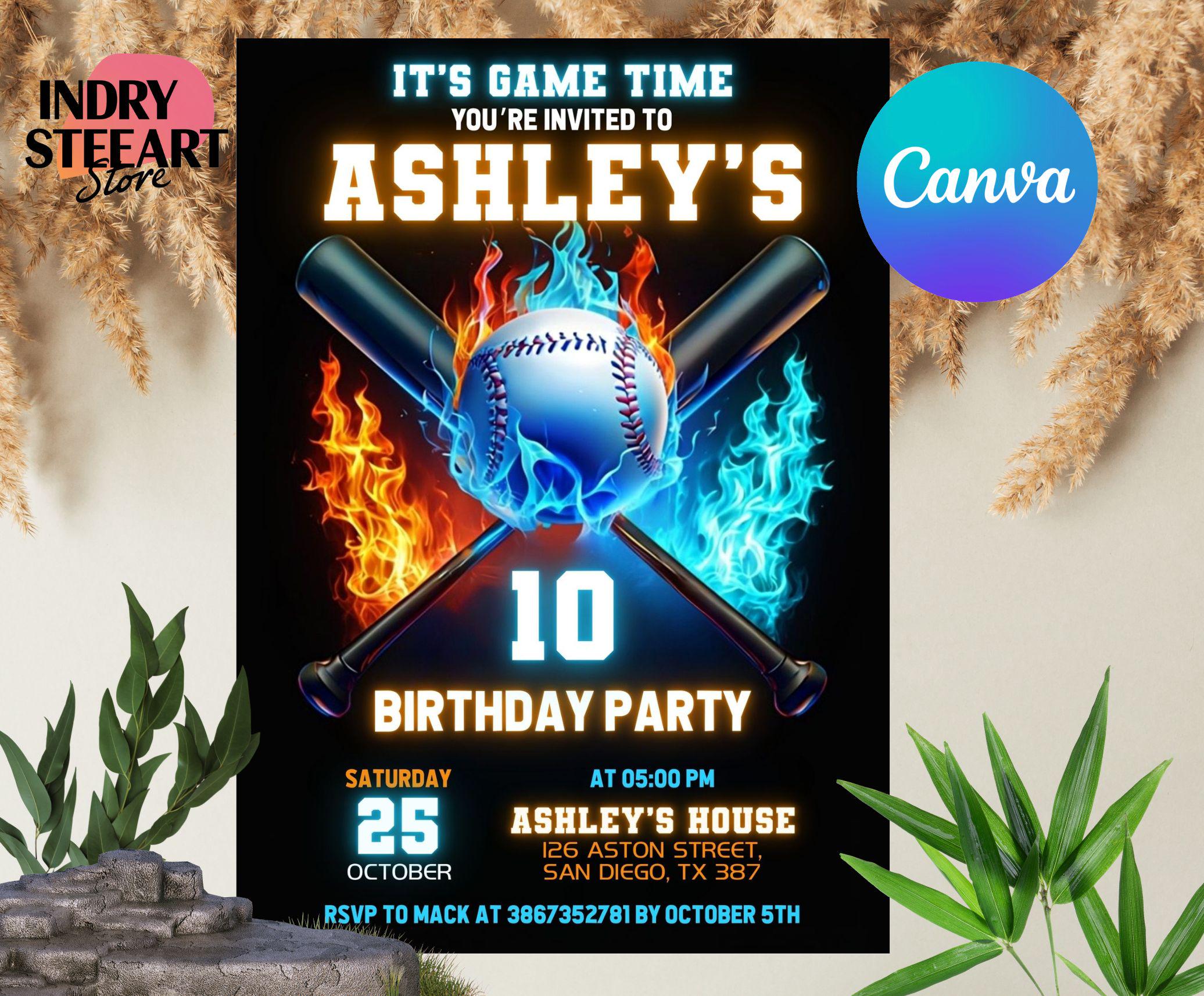 Editable Baseball Birthday Invitation, Baseball Invite, Boy Sports ...