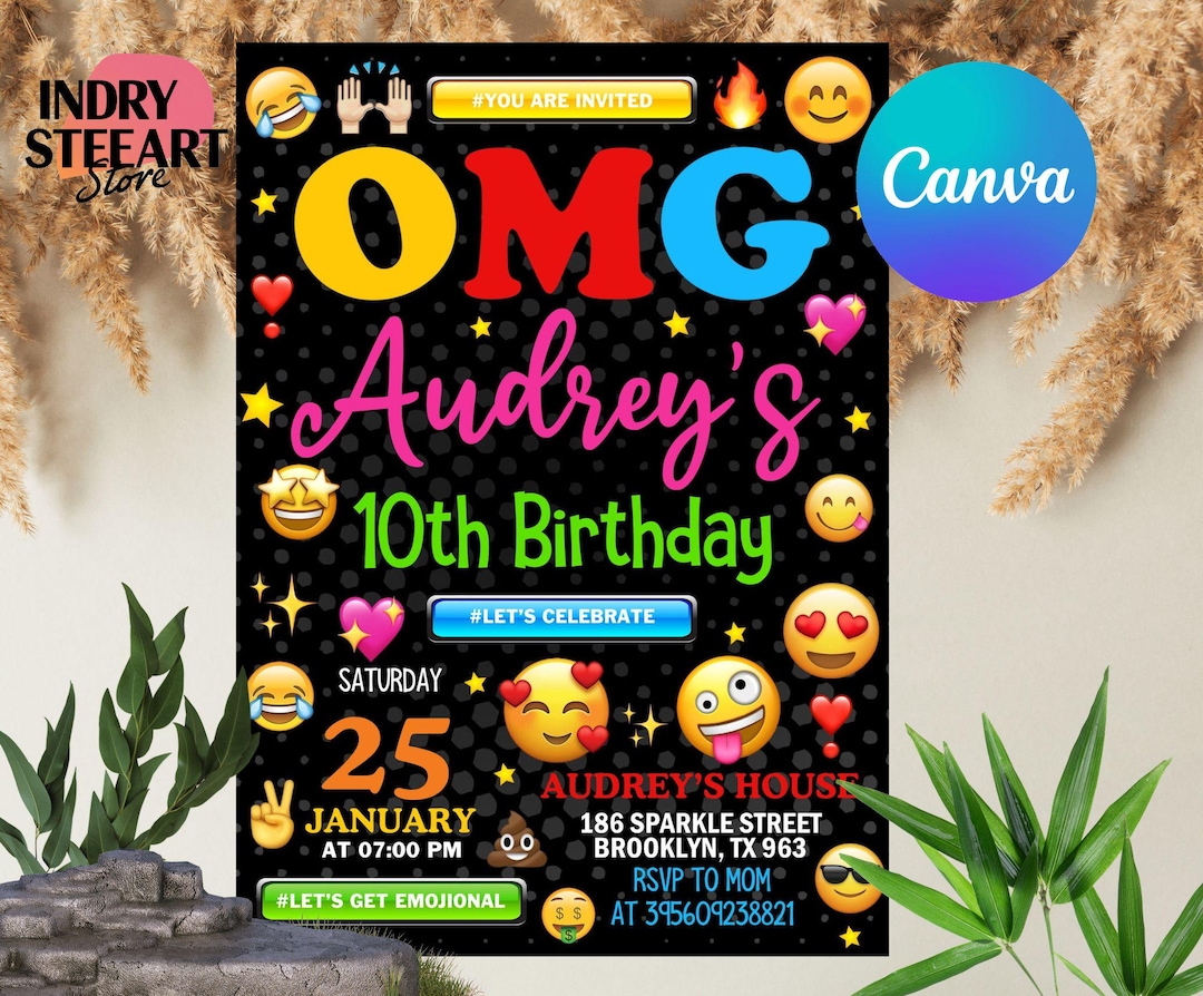 Editable Emoji Birthday Party Invitation, Emoji Invitation, Emoji Party ...