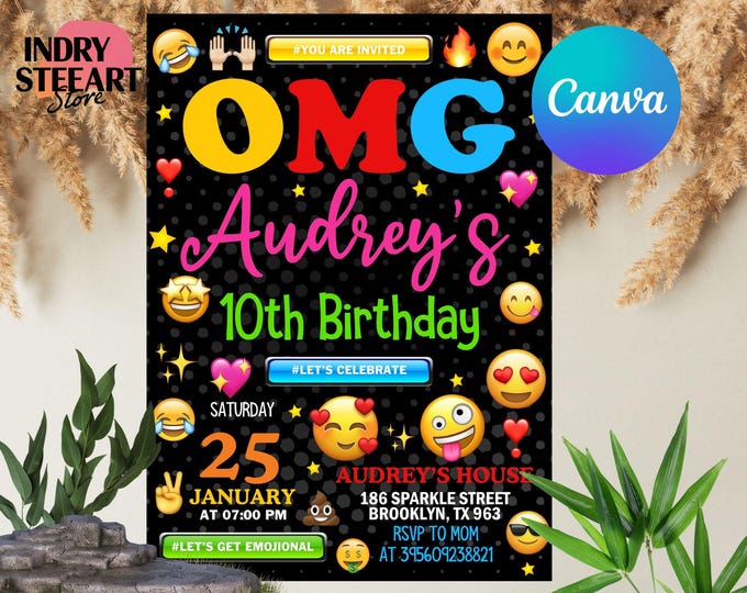 Emoji Invitation / Emoji Printable / Digital File / Emoji Doodle ...
