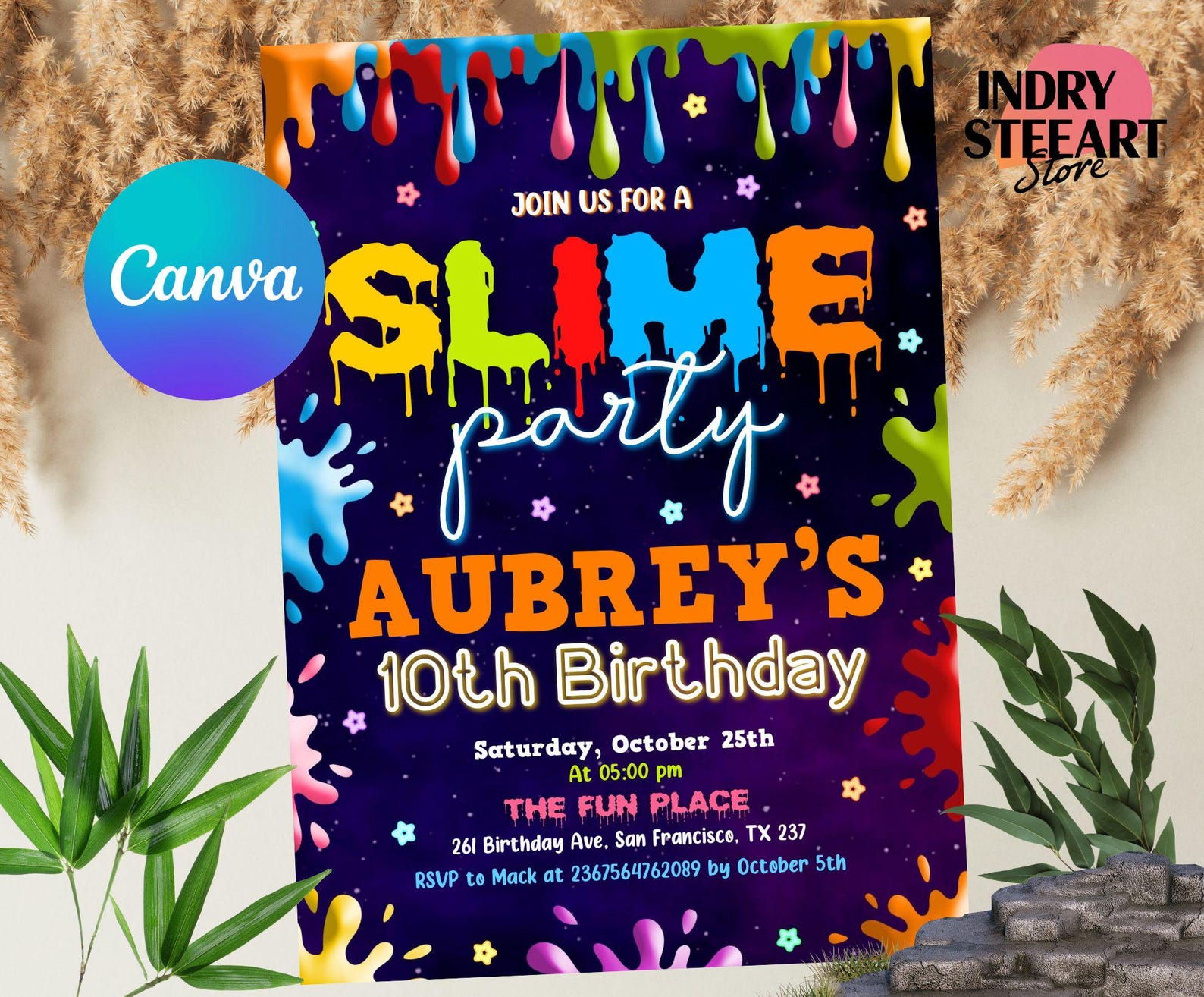 Slime Party Birthday Invitation, Slime Invitation, Slime Party Template ...
