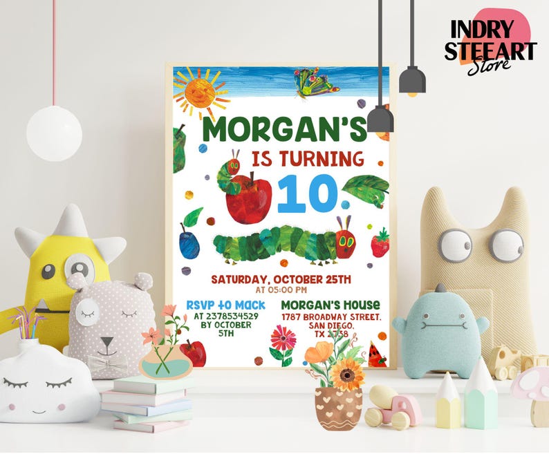 Editable Very Hungry Caterpillar Birthday Invitation, Hungry ...