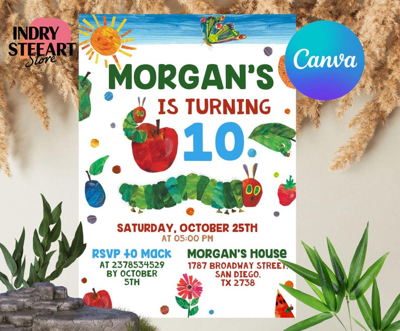 Editable Very Hungry Caterpillar Birthday Invitation, Hungry ...