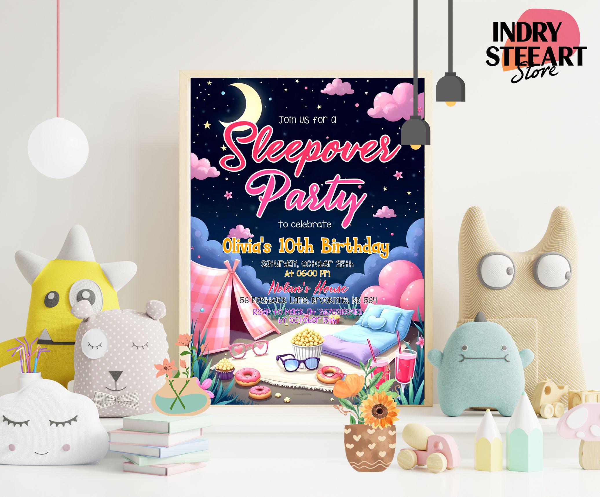 Sleepover Birthday Invitation, Printable Sleepover Invite, Slumber ...