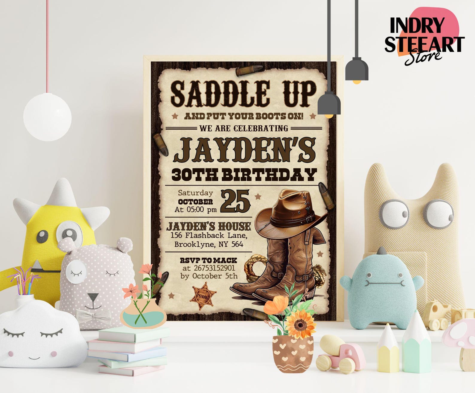 Invitación de cumpleaños de vaquero, editable, estilo country western ...