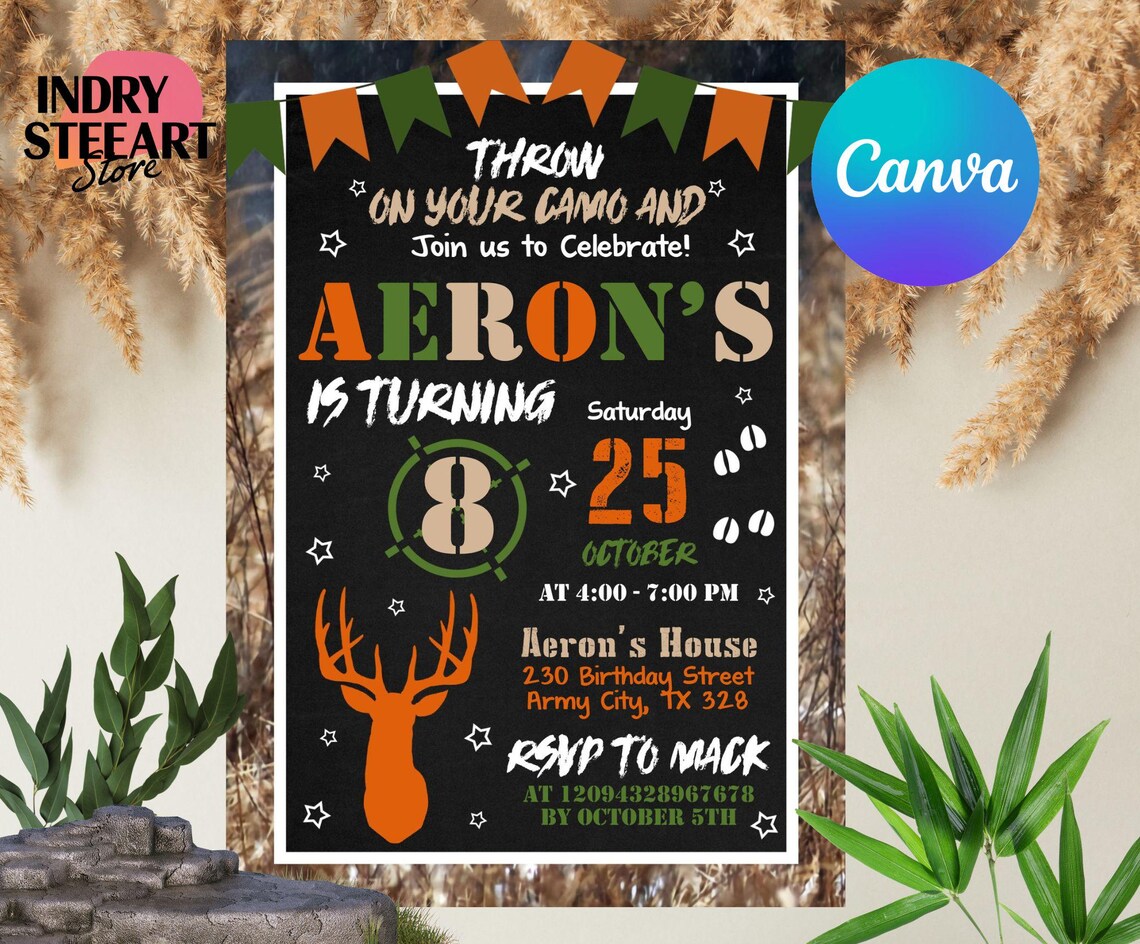 Hunting Birthday Party Invitation, Hunting Invitation, Birthday ...