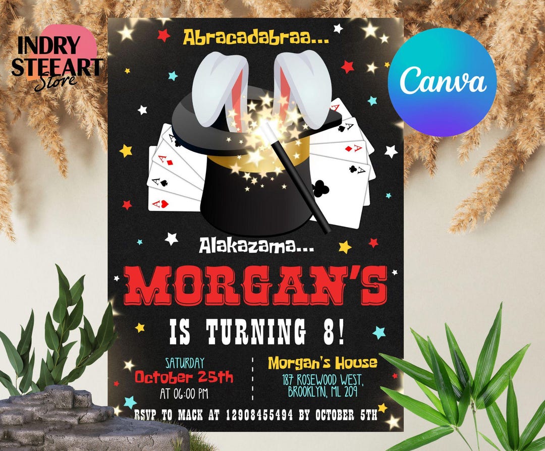 Magic Party Invitation, Magic Birthday Invitation, Magician Invitation ...