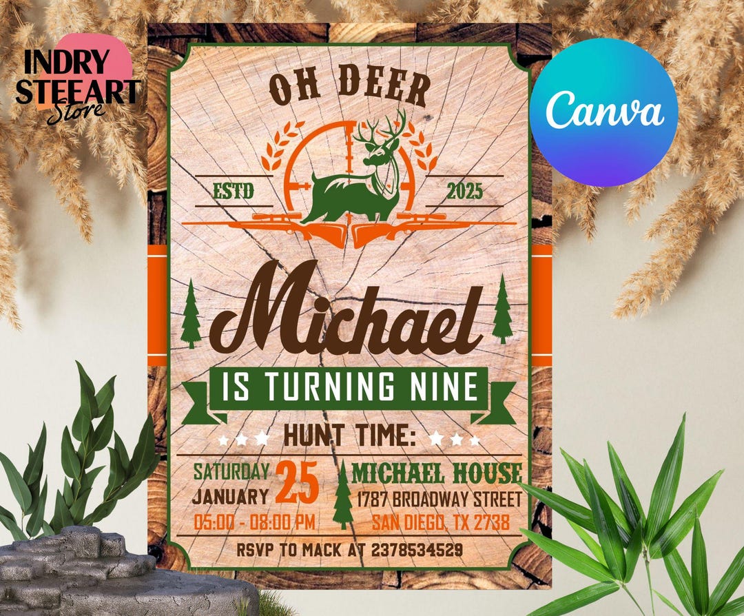 Hunting Birthday Party Invitation, Hunting Invitation, Birthday ...