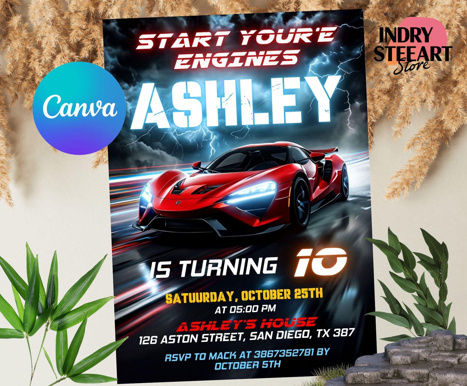 Editable Race Car Birthday Invitation, Race Car Invitation, Race Car ...