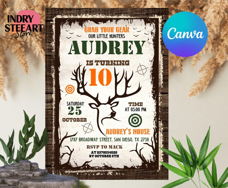 Hunting Birthday Party Invitation, Hunting Invitation, Birthday ...