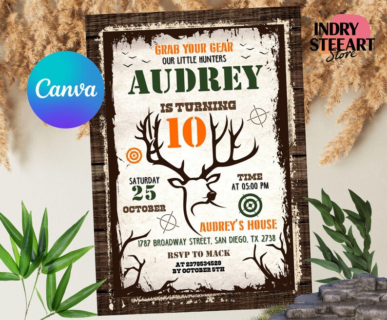 Hunting Birthday Party Invitation, Hunting Invitation, Birthday ...