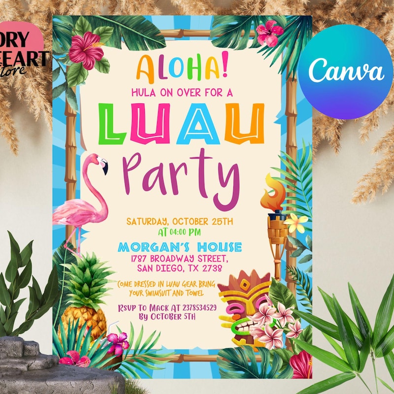 Luau Party Invitations - Etsy