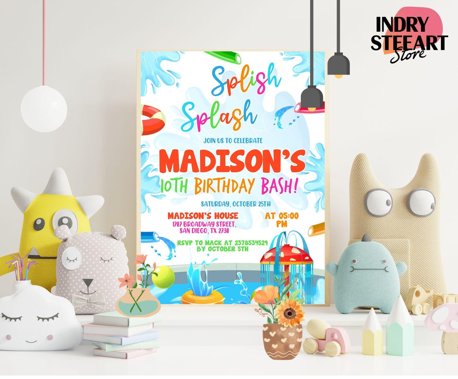 Editable Splish Splash Invitation, Splash Pad Party Invitation, Water ...